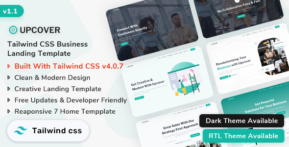 Upcover - Tailwind CSS Business & Corporate Landing Template (Tailwind ...