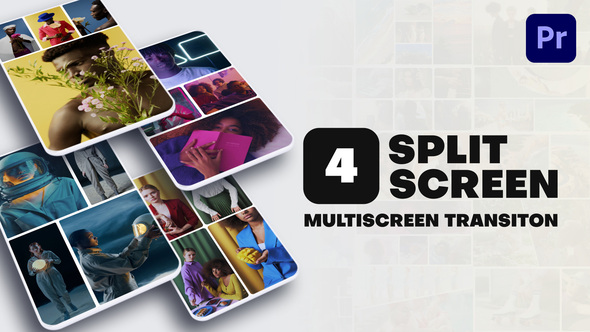 Vertical Multiscreen Transition - 4 Split Screen, Premiere Pro Templates