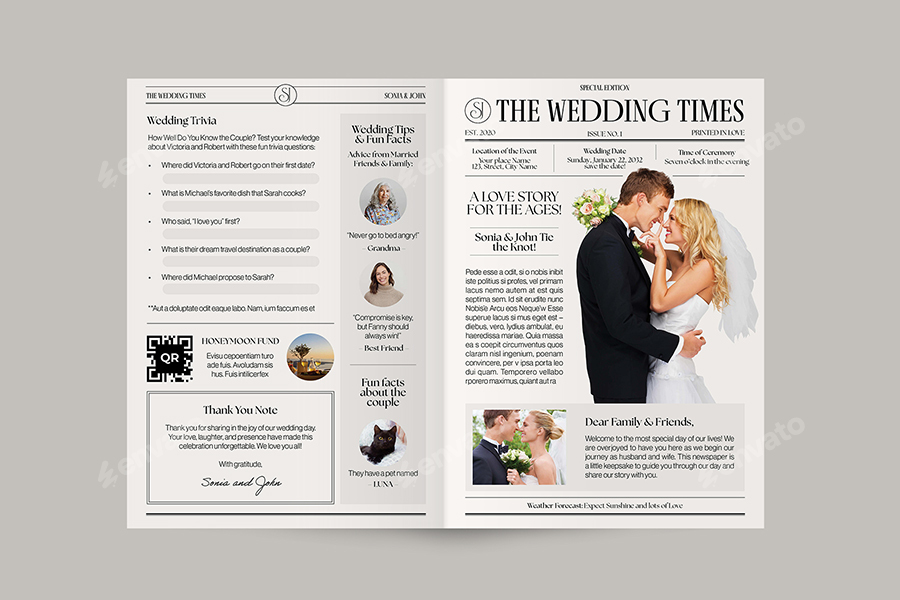 Wedding Program Newspaper Template, Print Templates | GraphicRiver