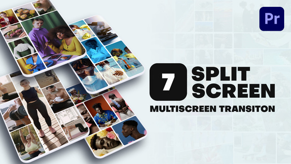 Vertical Multiscreen Transition - 7 Split Screen, Premiere Pro Templates