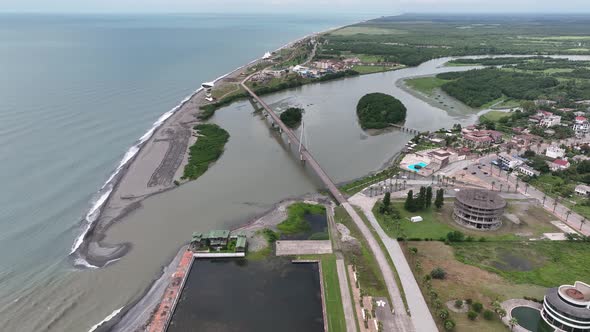 Anaklia, Georgia - July 16 2022: Aerial view of Anaklia-Ganmuhkuri ...