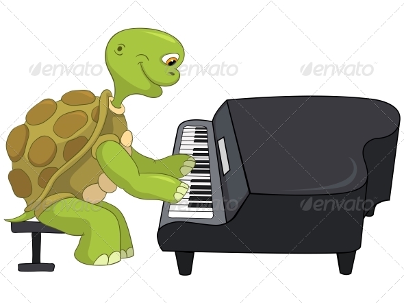 Turtle. Pianist. by RAStudio | GraphicRiver