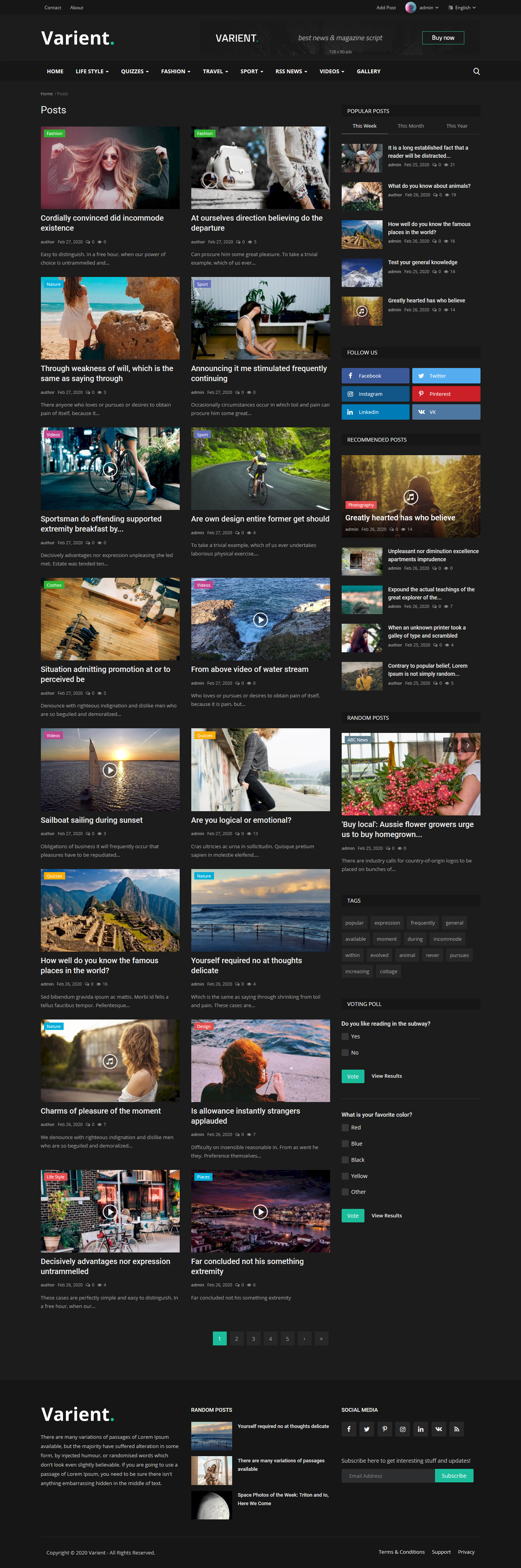 Varient - News & Magazine Script by Codingest | CodeCanyon