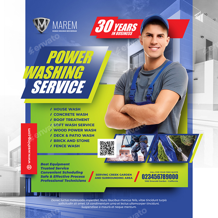 Power Washing Flyer and Social Media Template, Print Templates ...