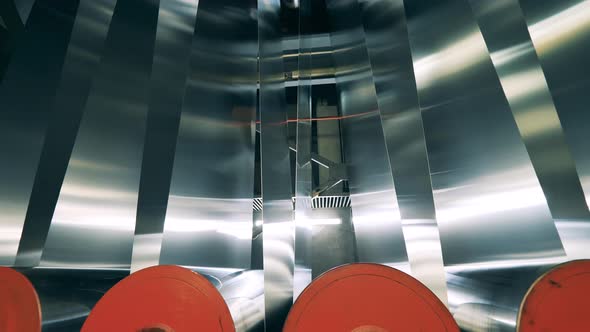 Rolling Mechanisms with Metal Sheets Going Through Them, Stock Footage