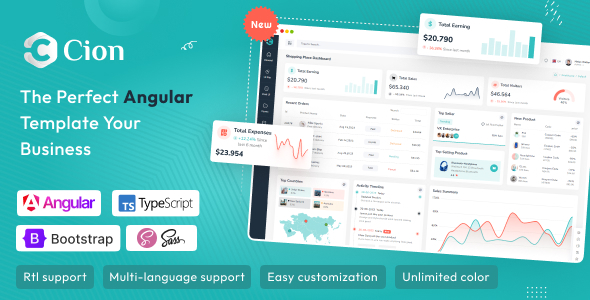 Cion Angular 20 Admin Dashboard Template by PixelStrap | ThemeForest