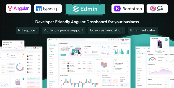 Edmin – Angular 20 Admin Dashboard Template by PixelStrap | ThemeForest