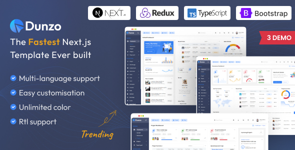 Dunzo – React Nextjs Admin & Dashboard Template by PixelStrap | ThemeForest