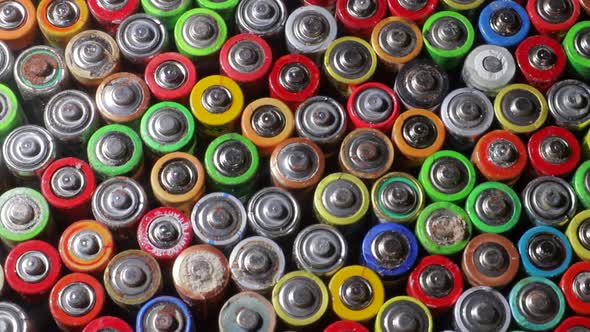 Close-up of used AA batteries. Finger batteries. , Stock Footage ...