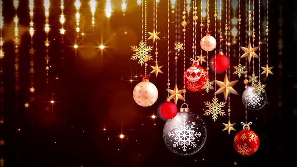 Christmas Glittering Ornaments Loop Background 4K, Motion Graphics