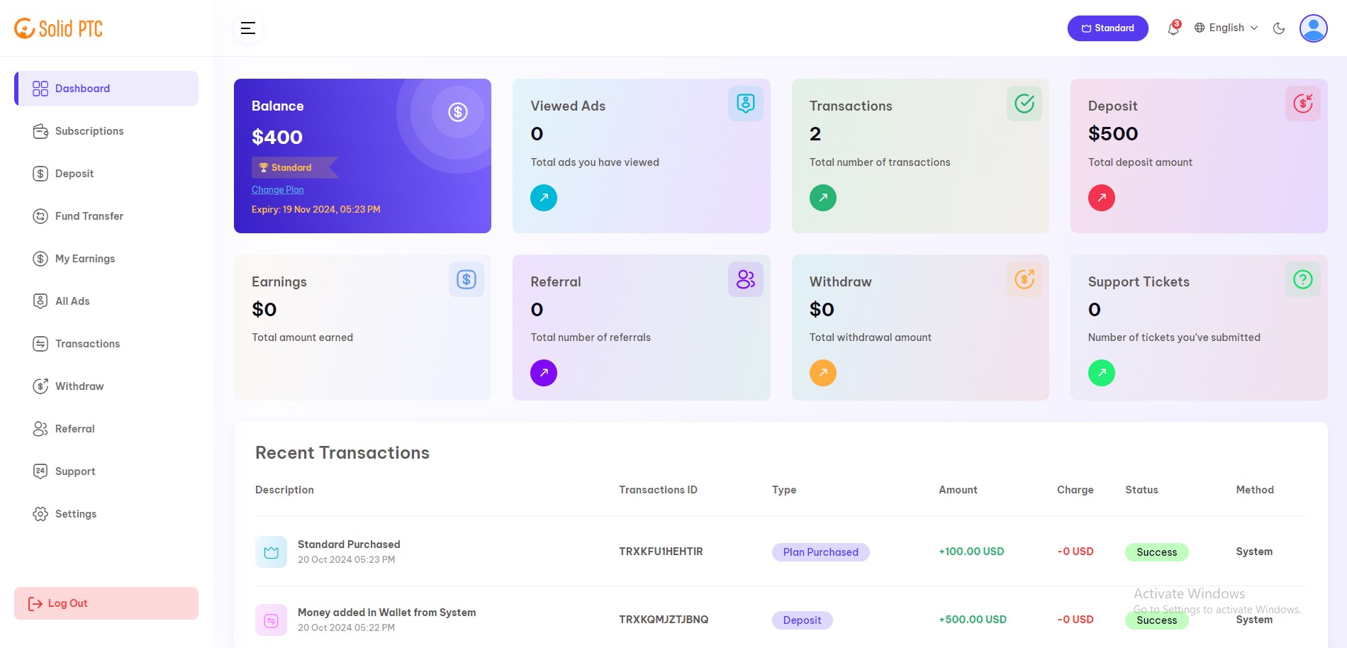 Solid PTC - Advanced Pay Per Click Platform by tdevs | CodeCanyon