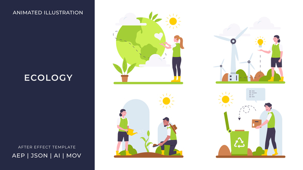 Ecology Animated Illustration | After Effects, After Effects Project Files