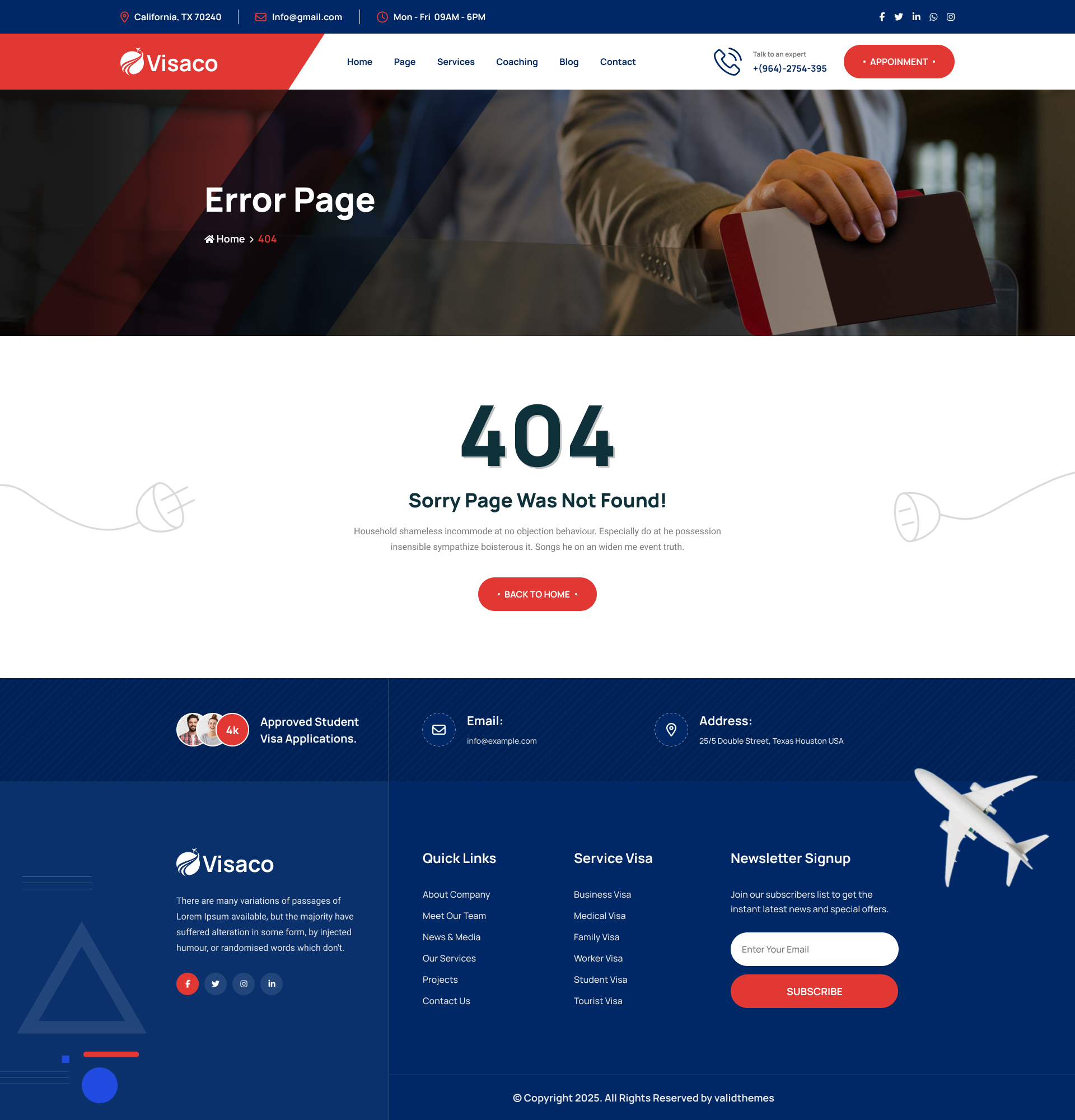 Visaco - Immigration Visa Consulting Figma Template by validthemes