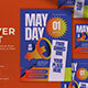 Blue White Bold Minimalist May Day Flyer set, Print Templates ...