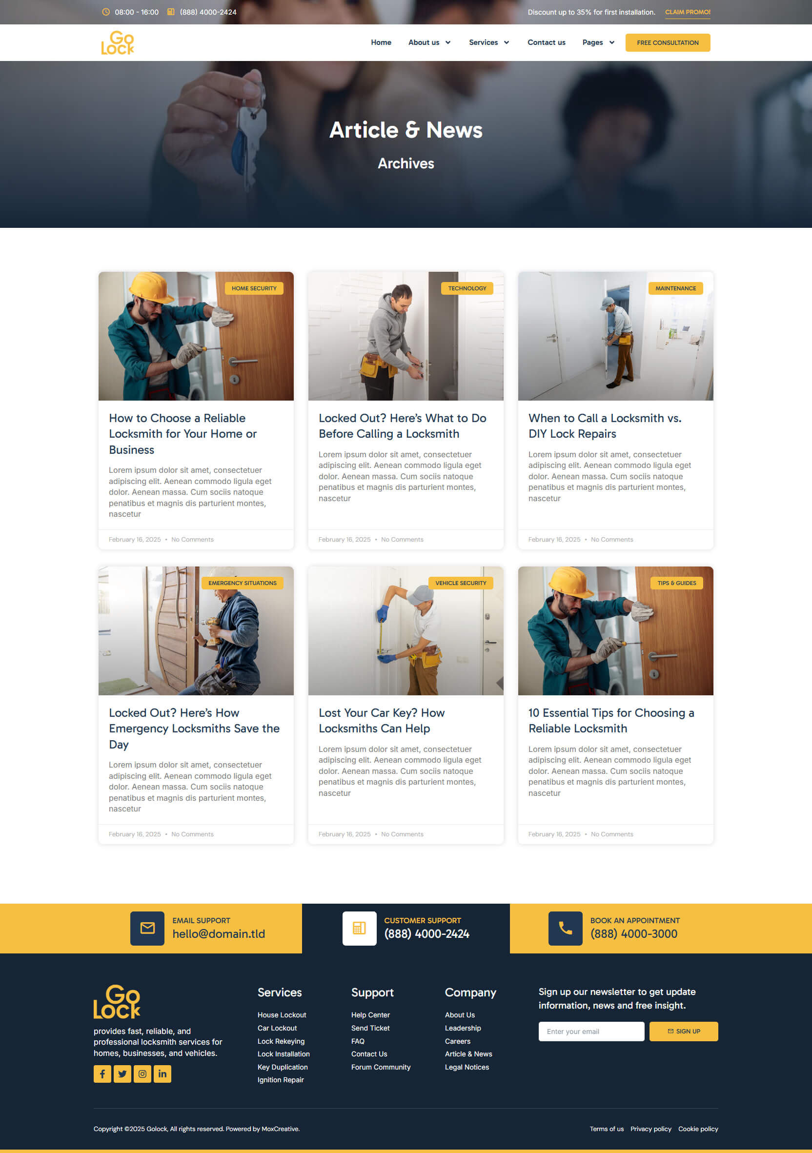 GoLock - Locksmith & Key Maker Service Elementor Pro Template Kit by ...