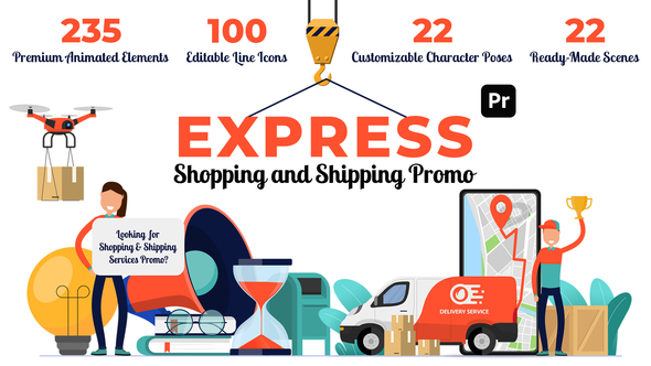 Express Shopping & Shipping Promo for Premiere Pro, Premiere Pro Templates