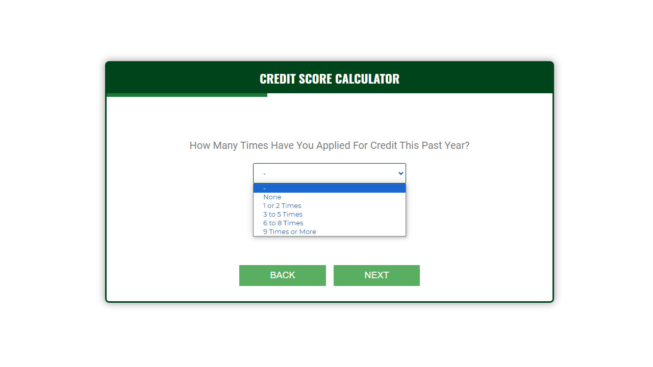 Credit Score calculator - Web Calculator for your Website by OceanITPark