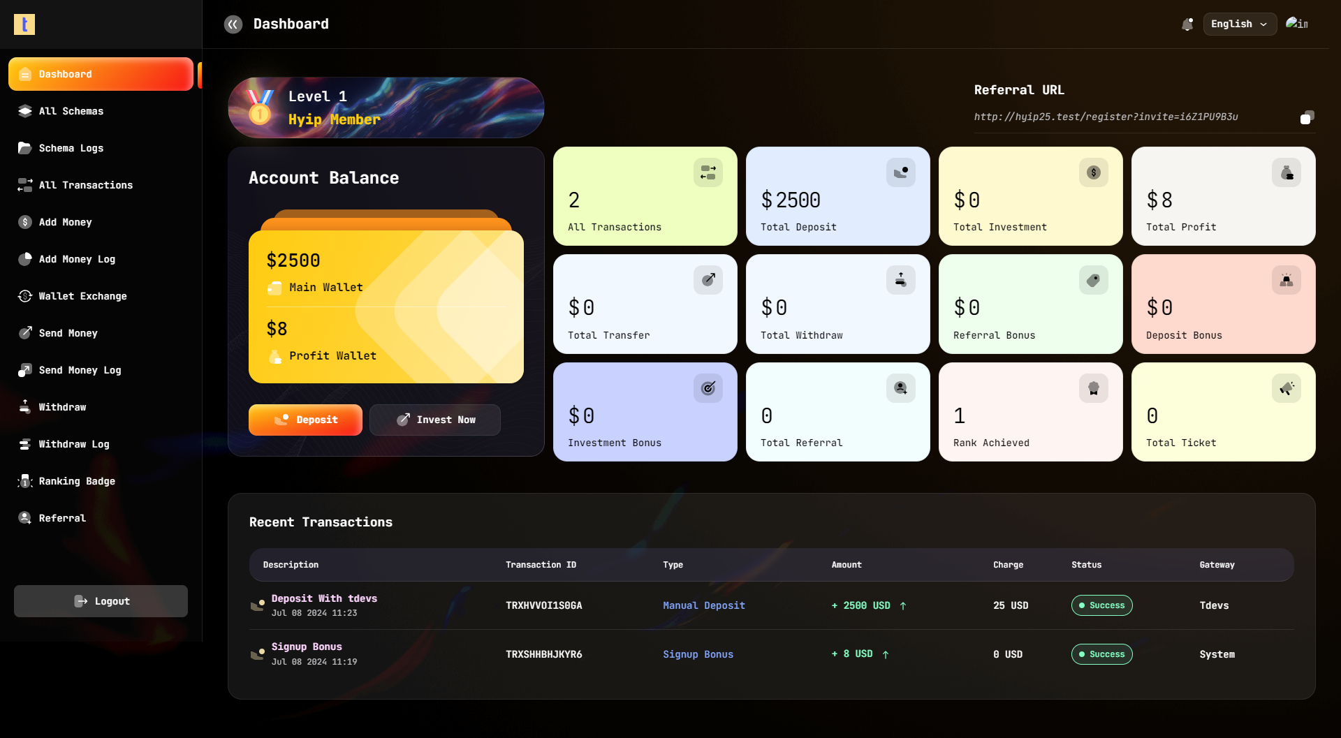 Hyip Rio - Advanced Hyip Investment Scheme With Ranking System and Automatic Withdraw by tdevs