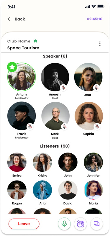 Social Media Avion Audio Call App Live Voice Chat Group Calling Flutter ...