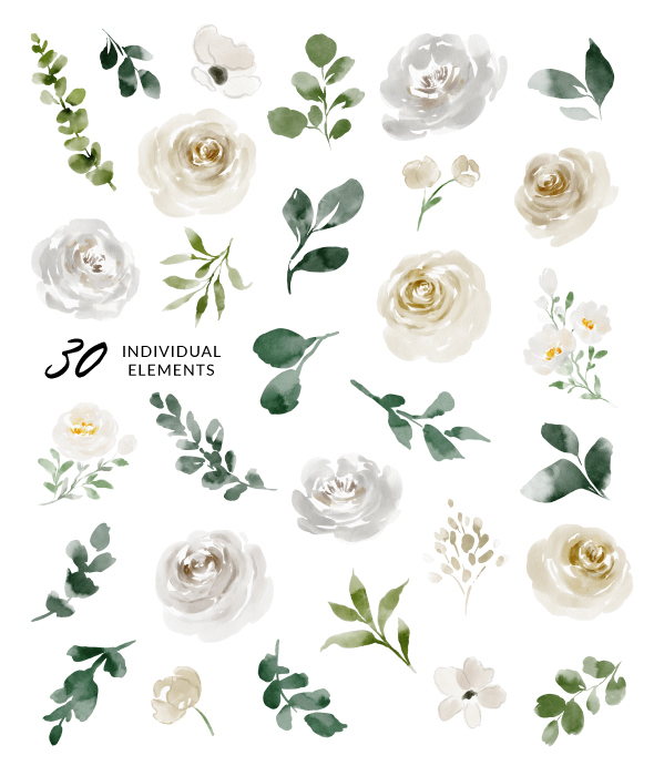 Watercolor Flower Clipart Blossom Bliss, Graphics | GraphicRiver