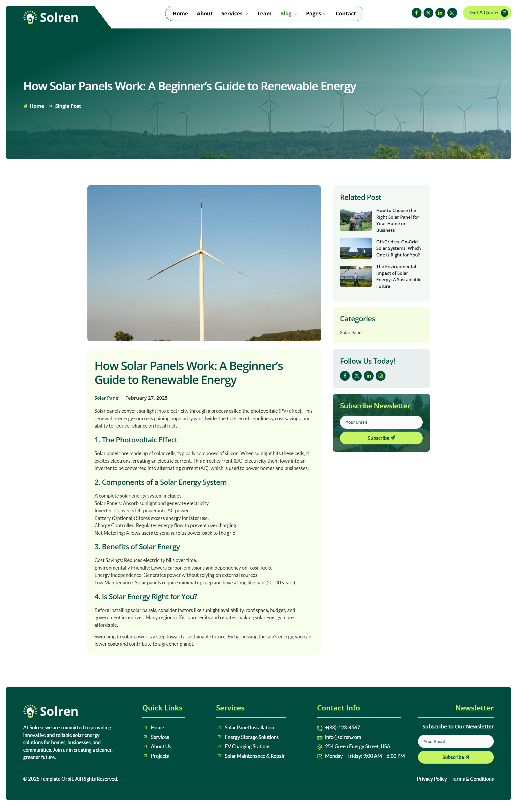 Solren - Solar & Green Renewable Energy Elementor Template Kit by ...