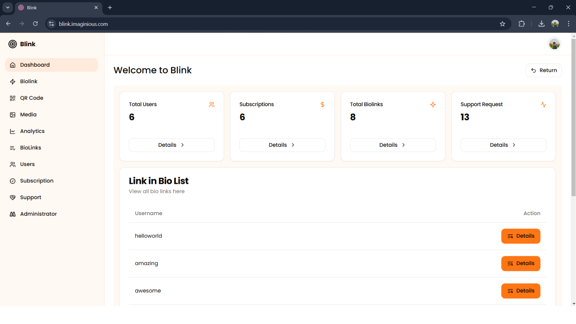 Blink - Ultimate SaaS Bio Link Platform and QR Code by imaginious ...