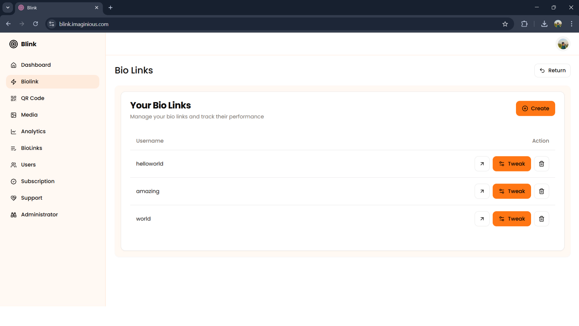 Blink - Ultimate SaaS Bio Link Platform and QR Code by imaginious ...