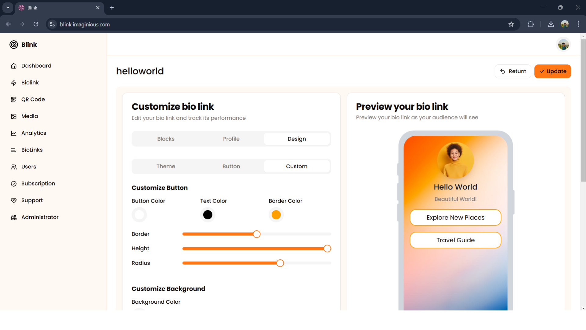 Blink - Ultimate SaaS Bio Link Platform and QR Code by imaginious ...