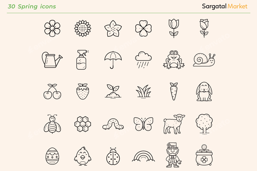 Four Seasons Outline Icons BUNDLE, Icons | GraphicRiver