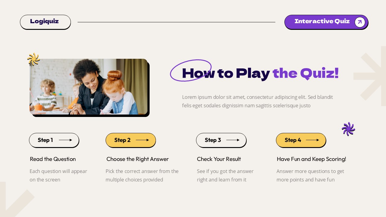 Logiquiz Interactive Quiz Google Slide Template, Presentation Templates