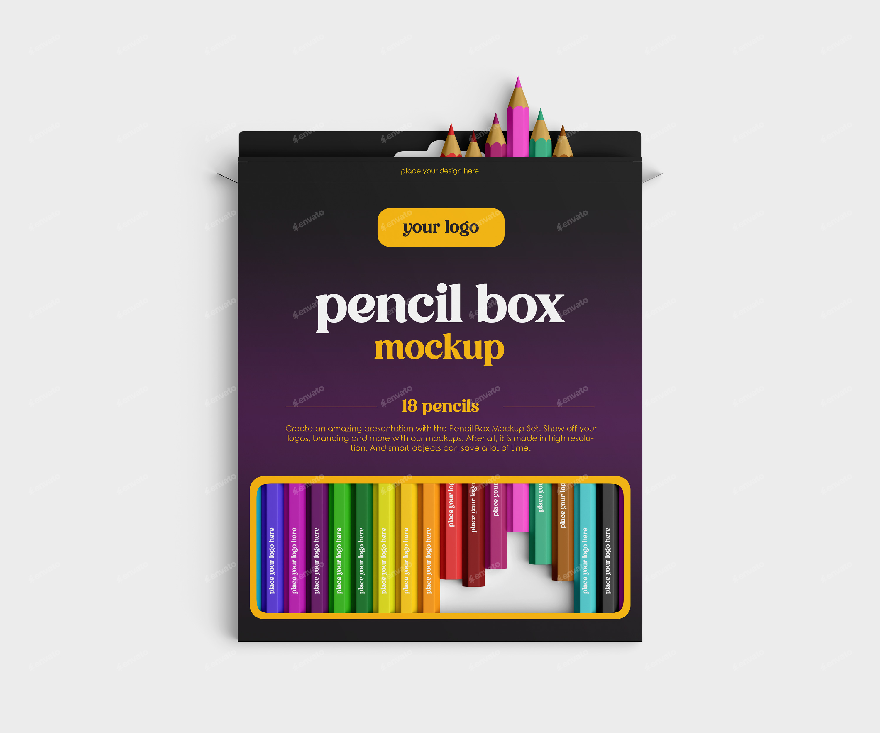 Pencil Box Mockup Set, Graphics | GraphicRiver