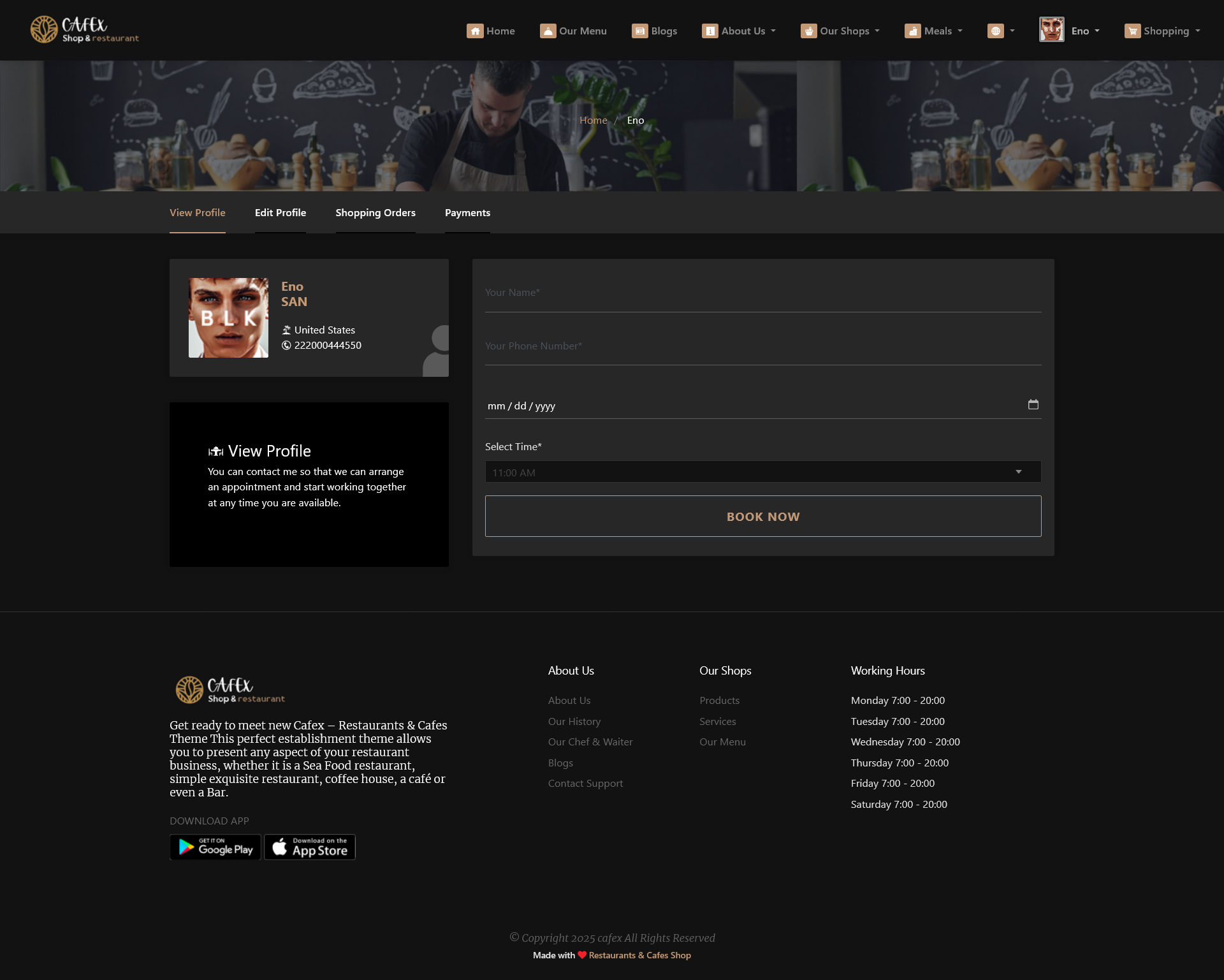 Cafex - Restaurants & Cafes Shop Script Theme by Meteros | CodeCanyon