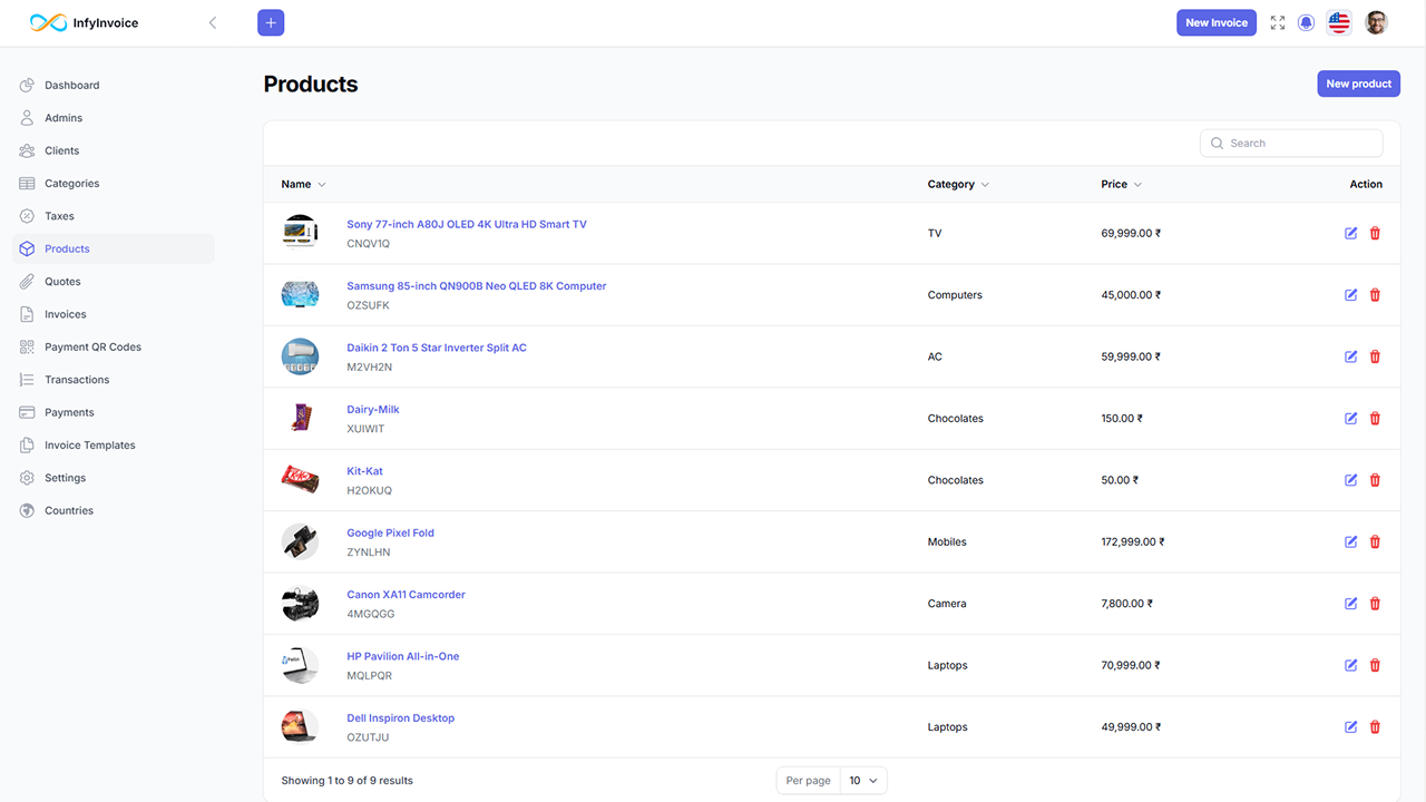 Invoices - Laravel Invoice Management System - Accounting & Billing ...