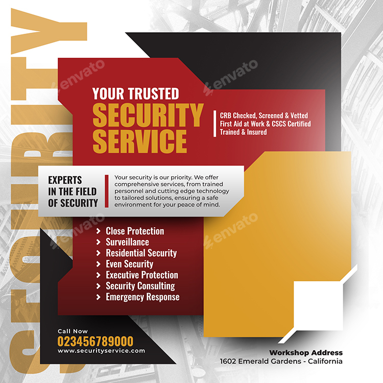 Security Service Flyer and Social Media, Print Templates | GraphicRiver