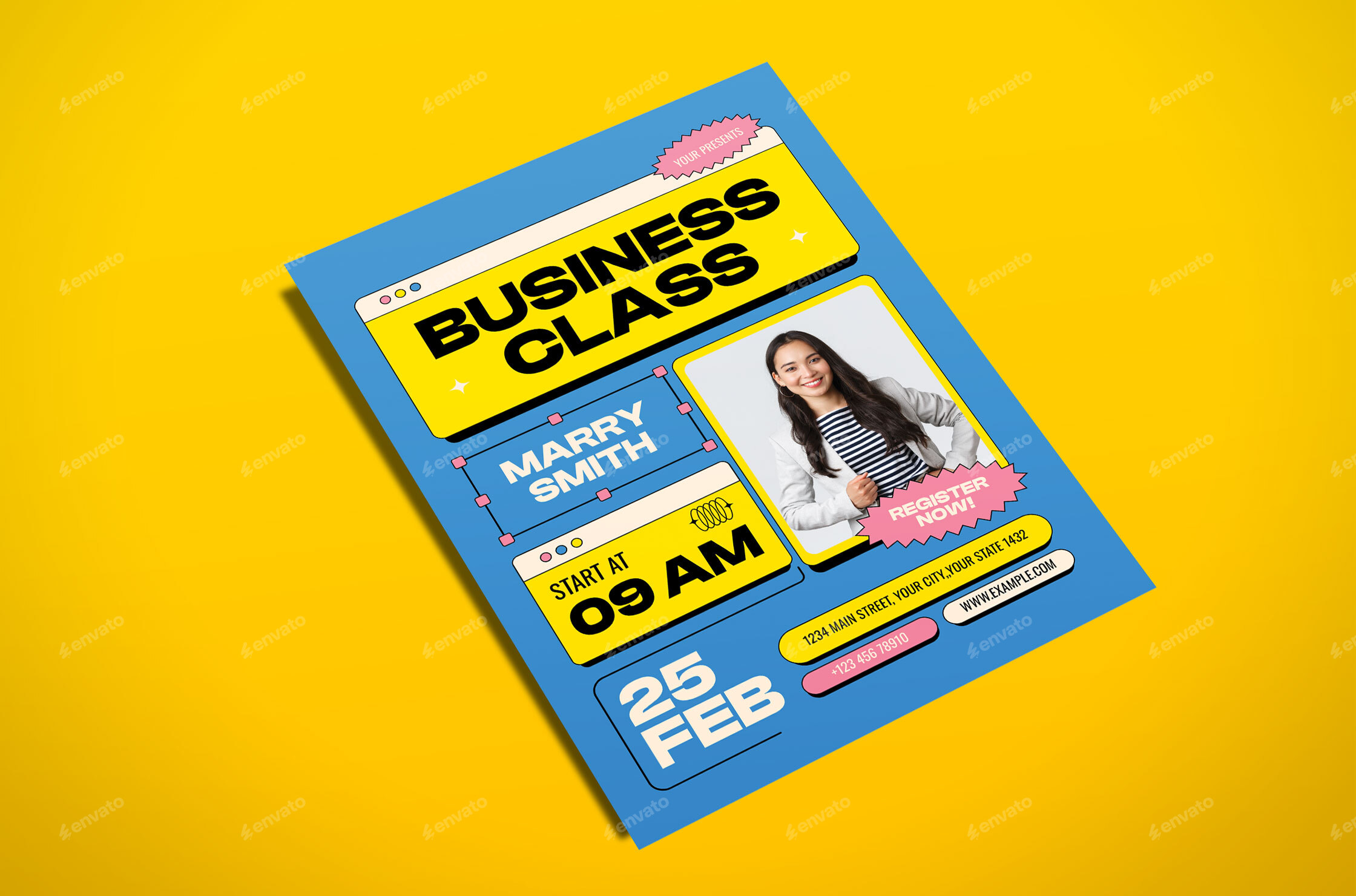Blue Retro Business Class Flyer, Print Templates | GraphicRiver