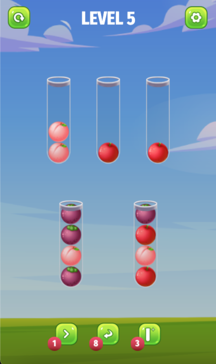 Fruit Sort - Puzzle Game Android Studio Project with AdMob Ads + Ready to Publish by SEGADROID