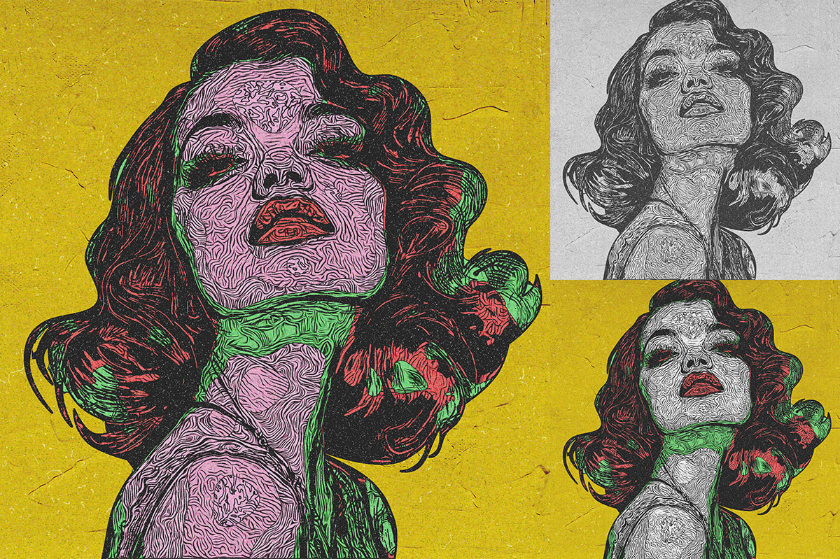 Pop Line Art Photo Effects, Add-ons | GraphicRiver