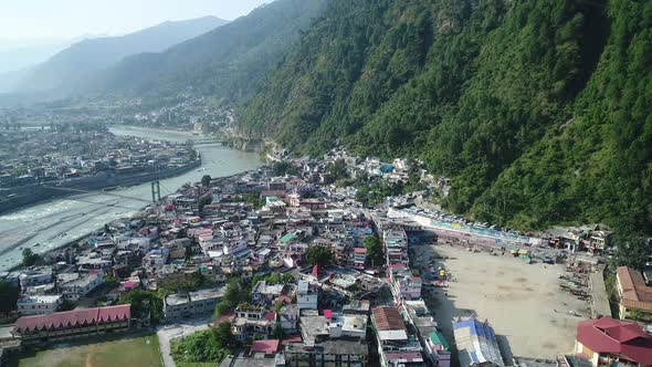 City of Uttarkashi in the state of Uttarakhand in India seen from the ...