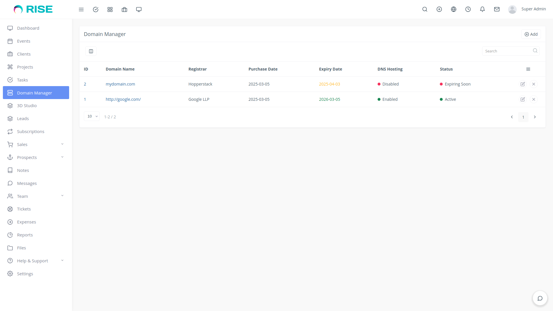 Domain Manager for Rise CRM – Manage and Track Your Domains Efficiently ...