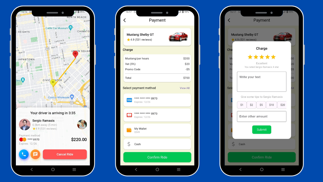 FlyCab | Taxi Booking Flutter App UI Kit | Flutter Taxi App UI Template ...