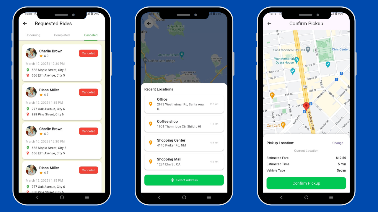 FlyCab | Taxi Booking Flutter App UI Kit | Flutter Taxi App UI Template ...