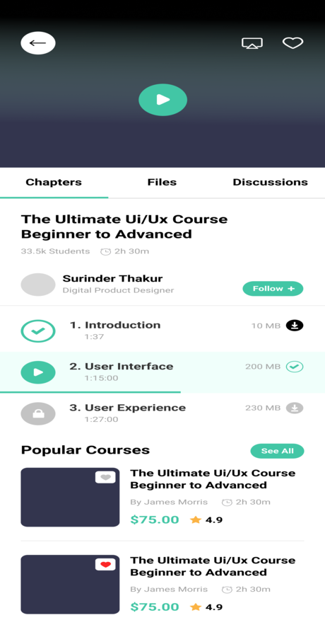 Online Learning Courses for Education App | UI Kit | Flutter | Figma FREE | Purpose by FlutterVision