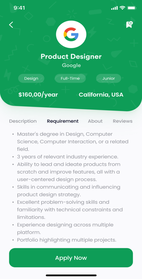 Online Job Finder App | UI Kit | Flutter | Figma FREE | JobSeek by ...