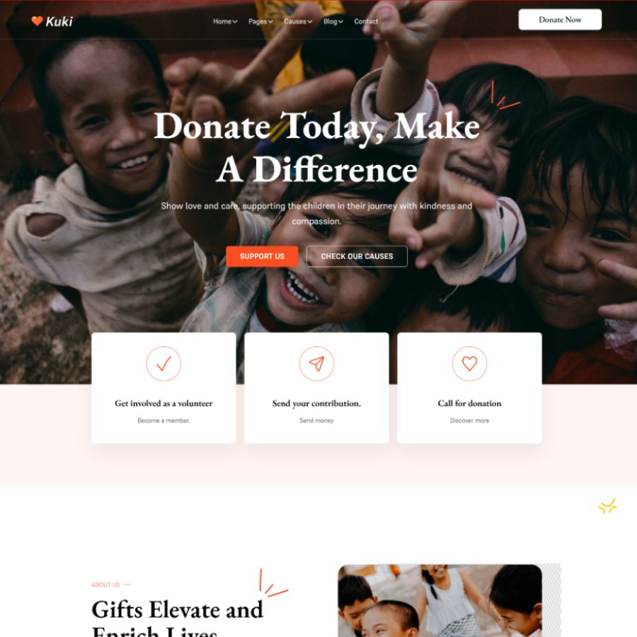 Kuki - Charity & Nonprofit Laravel 12 Template by Pixel-Eyez | ThemeForest