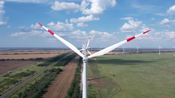 Aerial View of Wind Power Turbine is a Popular Sustainable Renewable ...