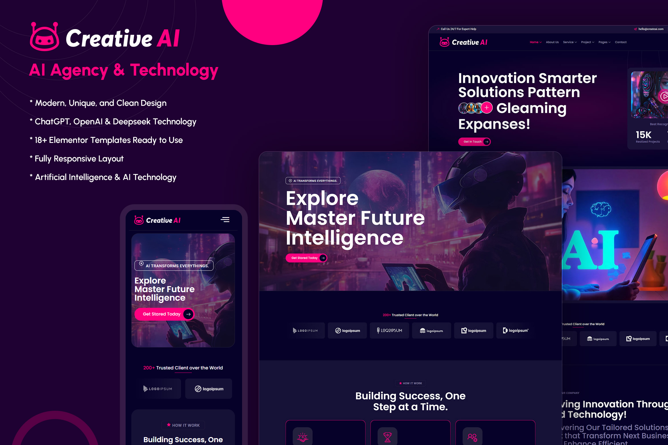 CreativeAI - Agency & AI Solutions Technology Elementor Template Kit by creativbydesigns