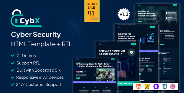 Cybx - Cyber Security HTML5 Template + RTL by CamionThemes | ThemeForest