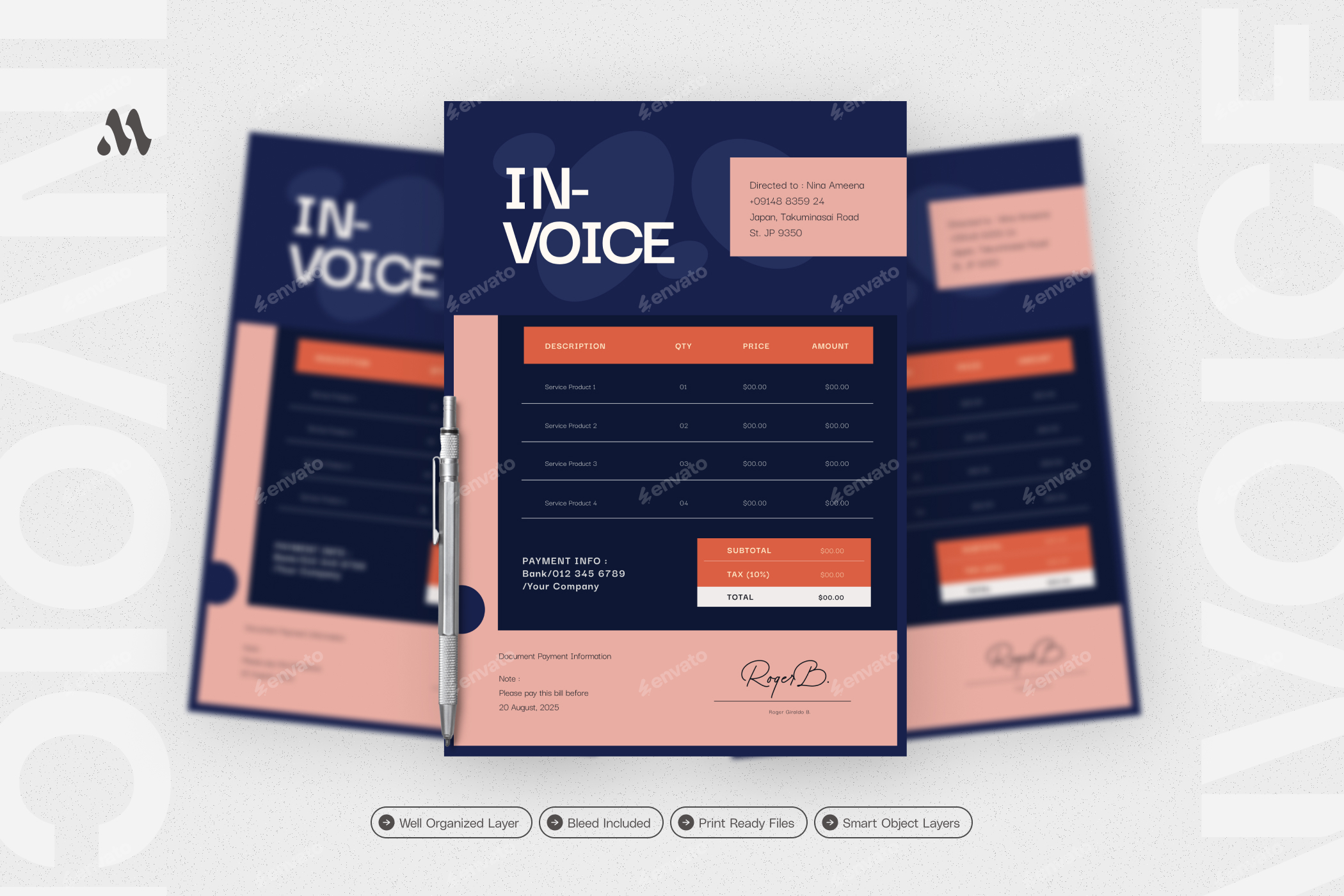 Navy Payment - Invoice, Print Templates | GraphicRiver