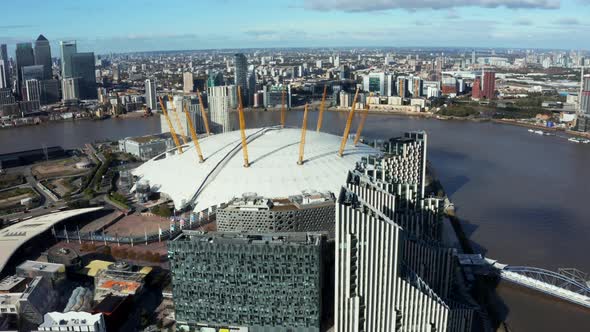 Aerial Bird's Eye View of the Iconic O2 Arena Near Isle of Dogs, Stock ...
