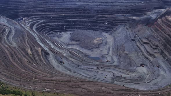 Open Iron Quarry with Heavy Duty Machinery Construction Industry Aerial ...